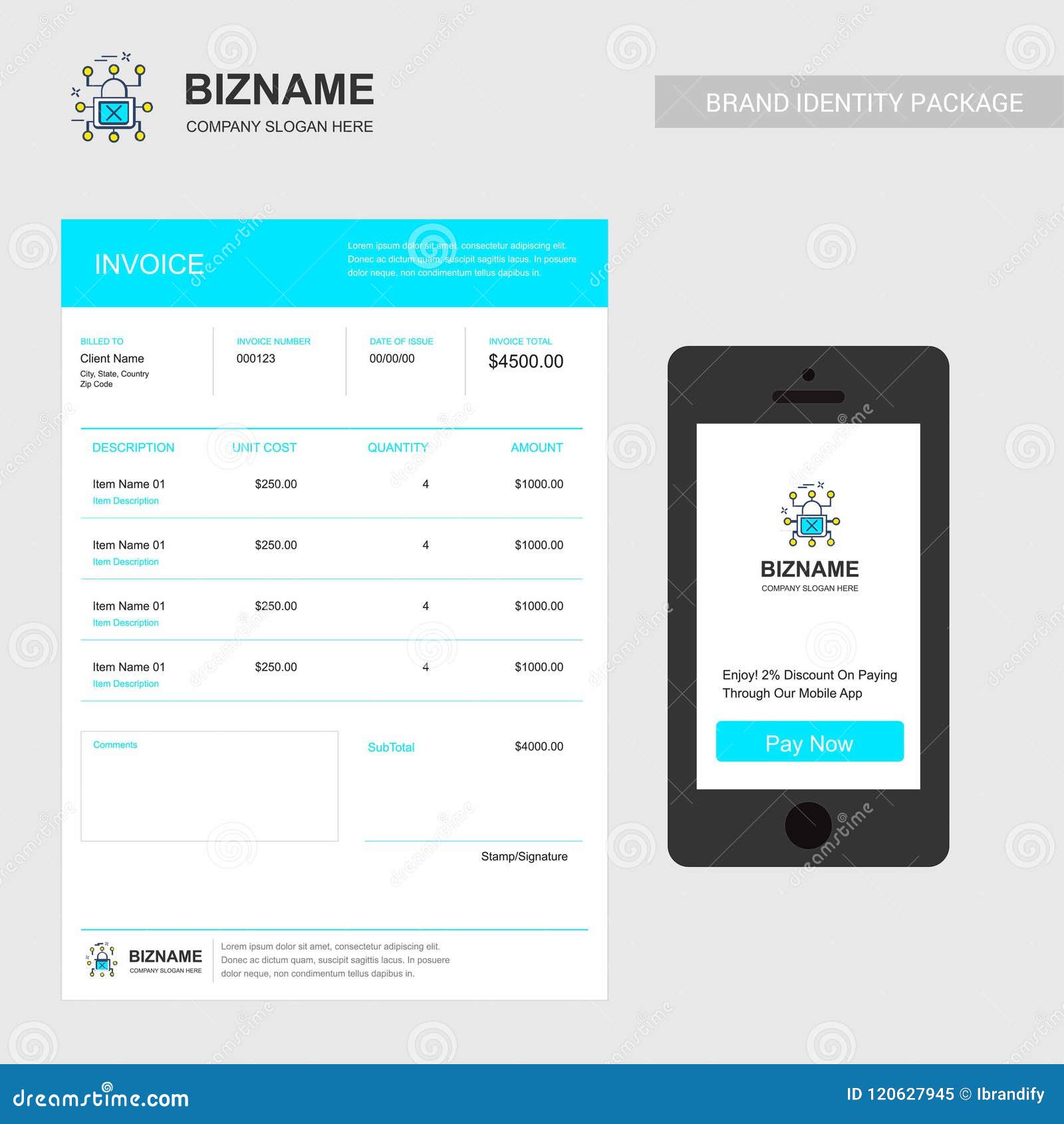 Company Invoice with Logo and Creative Design Stock Vector ...