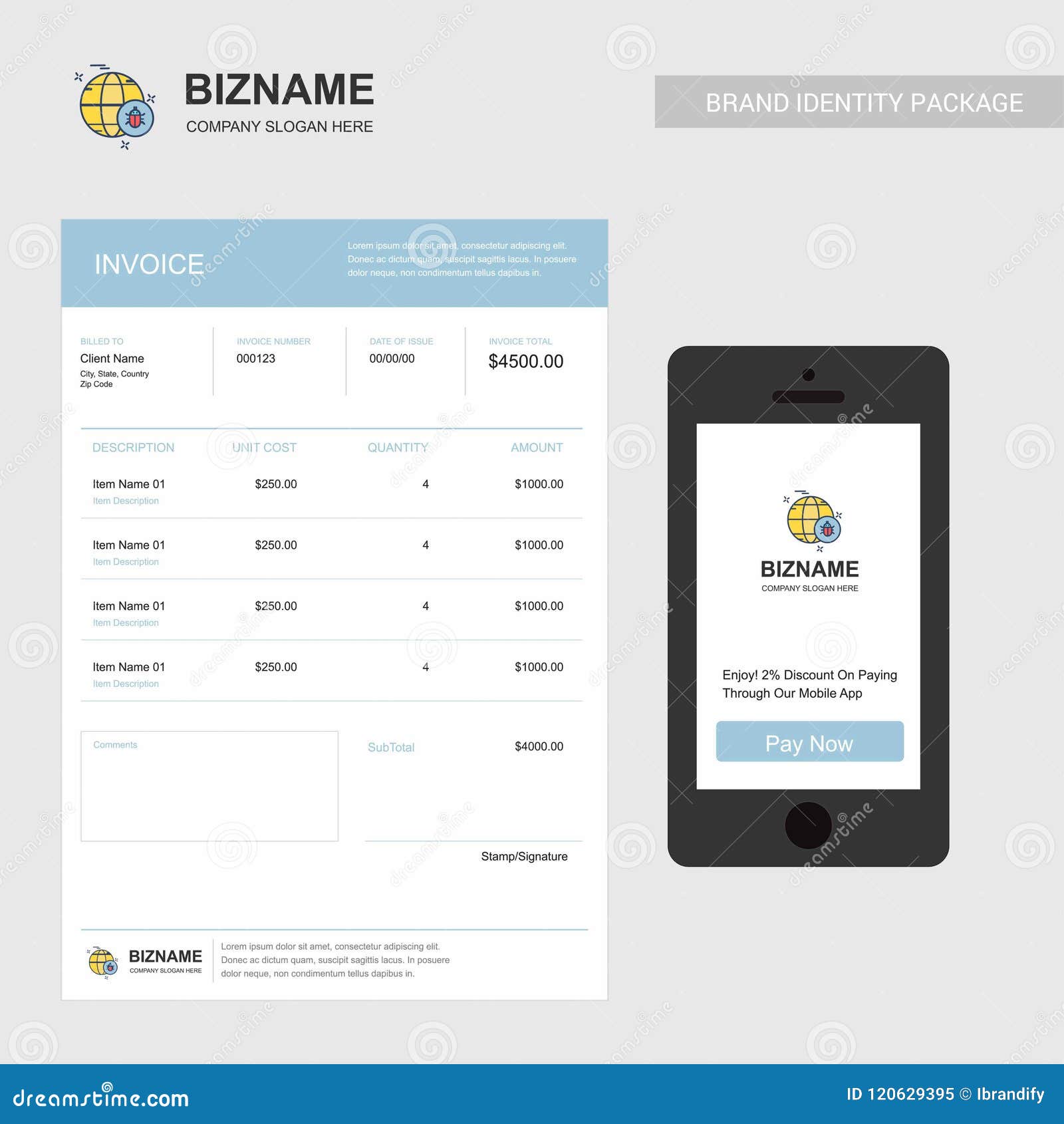 Company Invoice with Logo and Creative Design Stock Vector ...