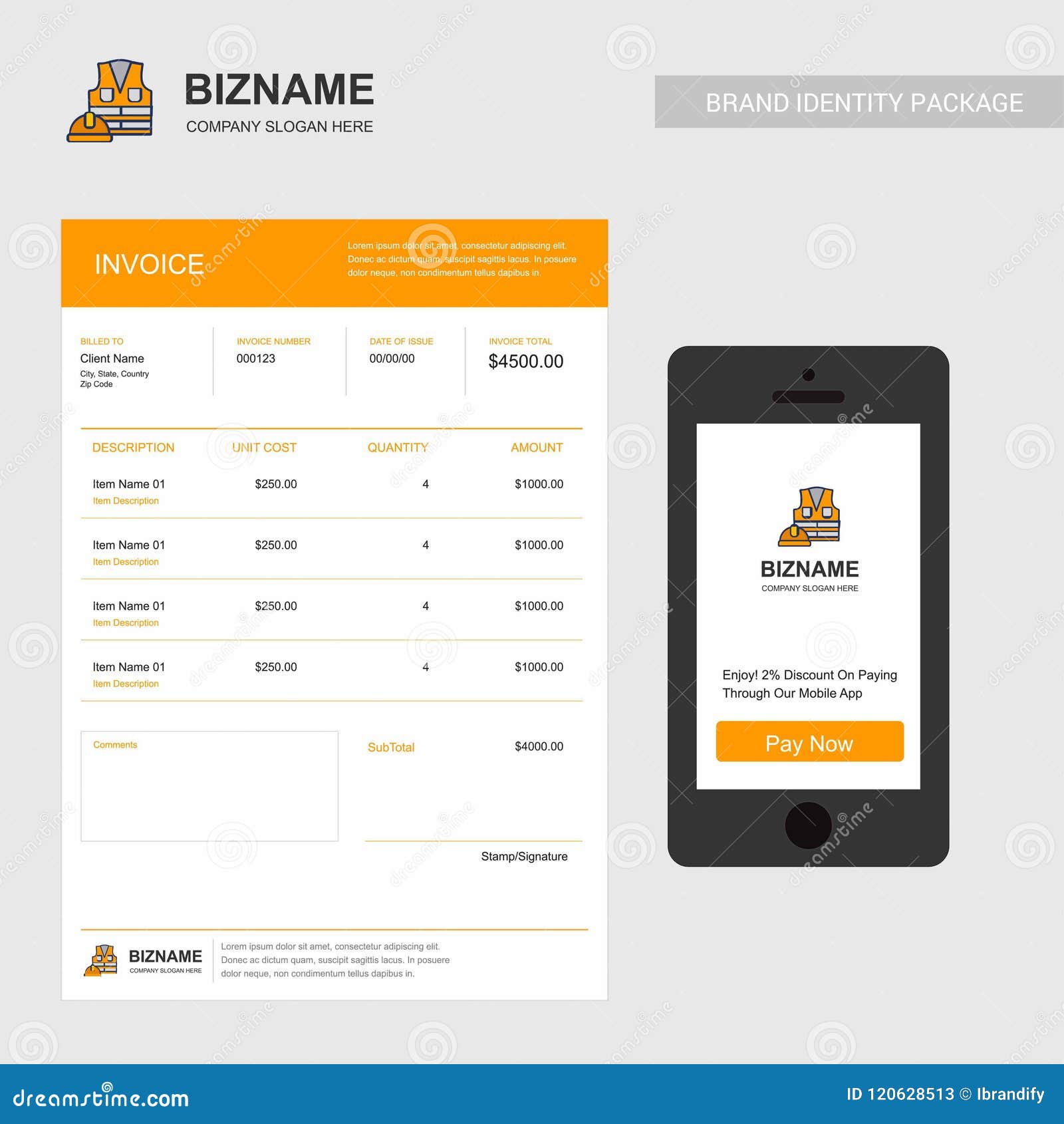 Company Invoice with Logo and Creative Design Stock Vector ...