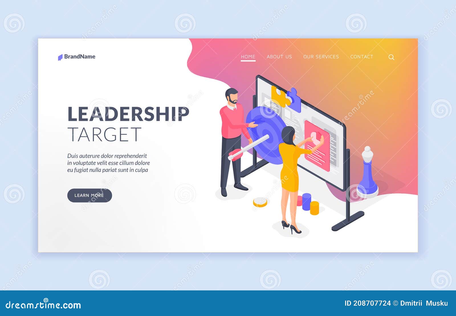 Company Leaders Analyzing Target Data on Whiteboard. Banner Template ...