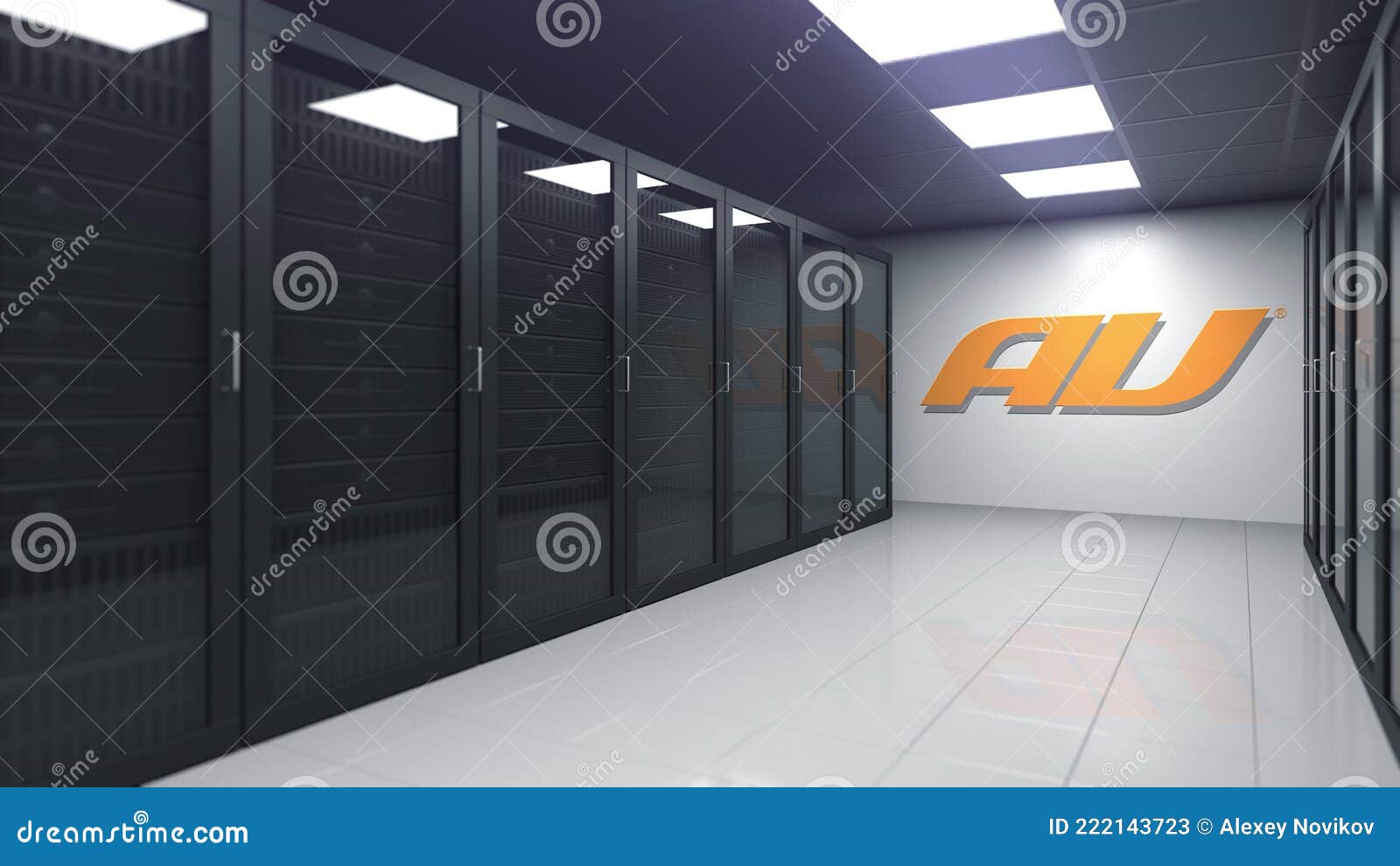 AU Logo in the Modern Server Room, Editorial 3D Rendering Editorial ...