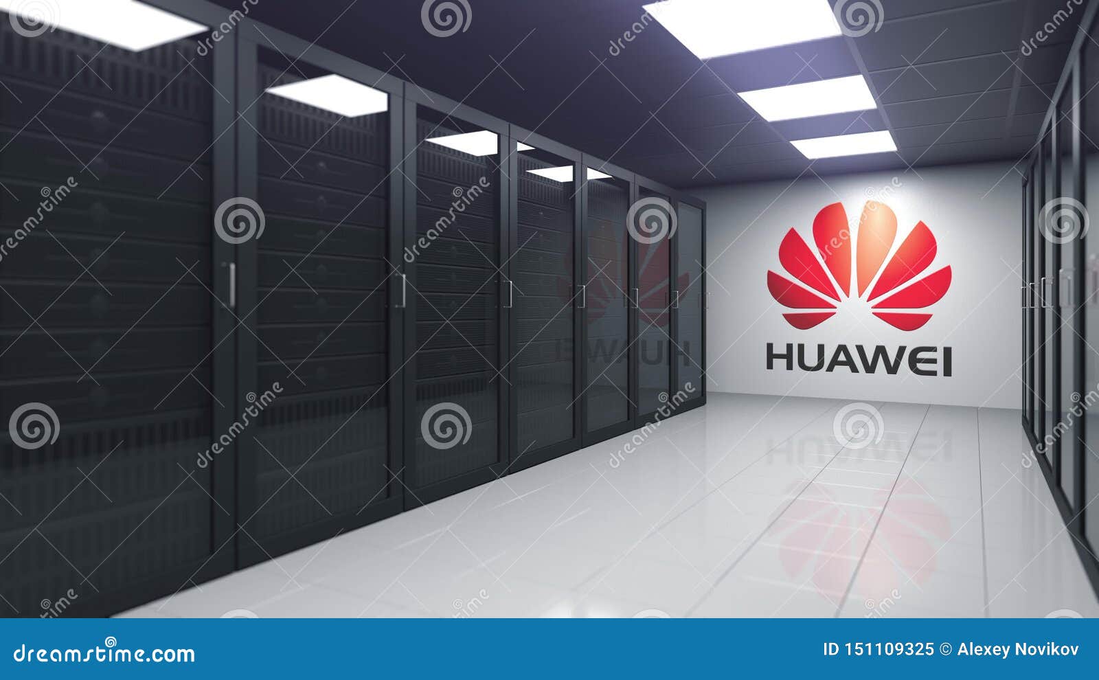 HUAWEI Logo in the Server Room, Editorial 3D Rendering Editorial Image ...