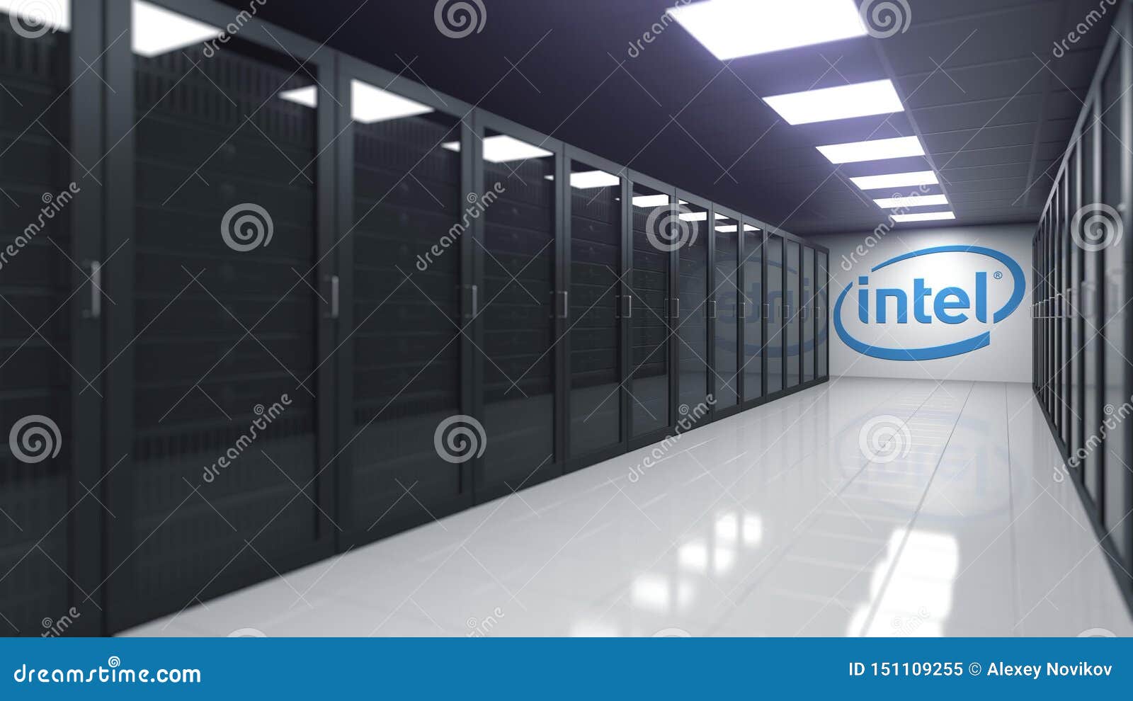 INTEL Logo in the Server Room, Editorial 3D Rendering Editorial Image ...