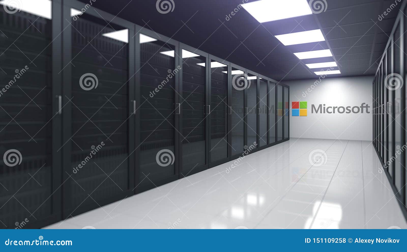 MICROSOFT Logo in the Server Room, Editorial 3D Rendering Editorial ...