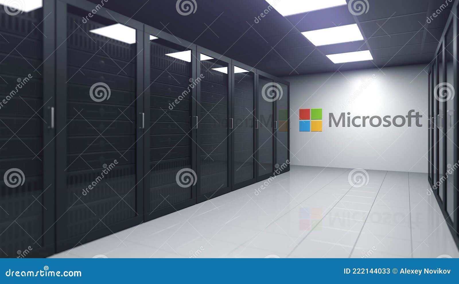MICROSOFT Logo in the Server Room, Editorial 3D Rendering Editorial ...