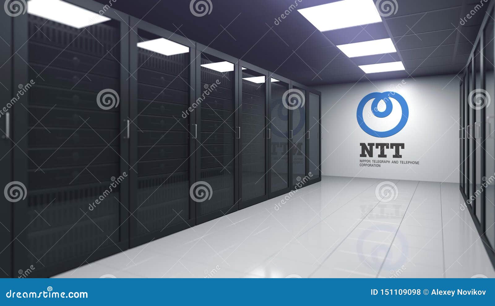 Logo of NTT on the Wall of a Server Room, Editorial 3D Rendering ...