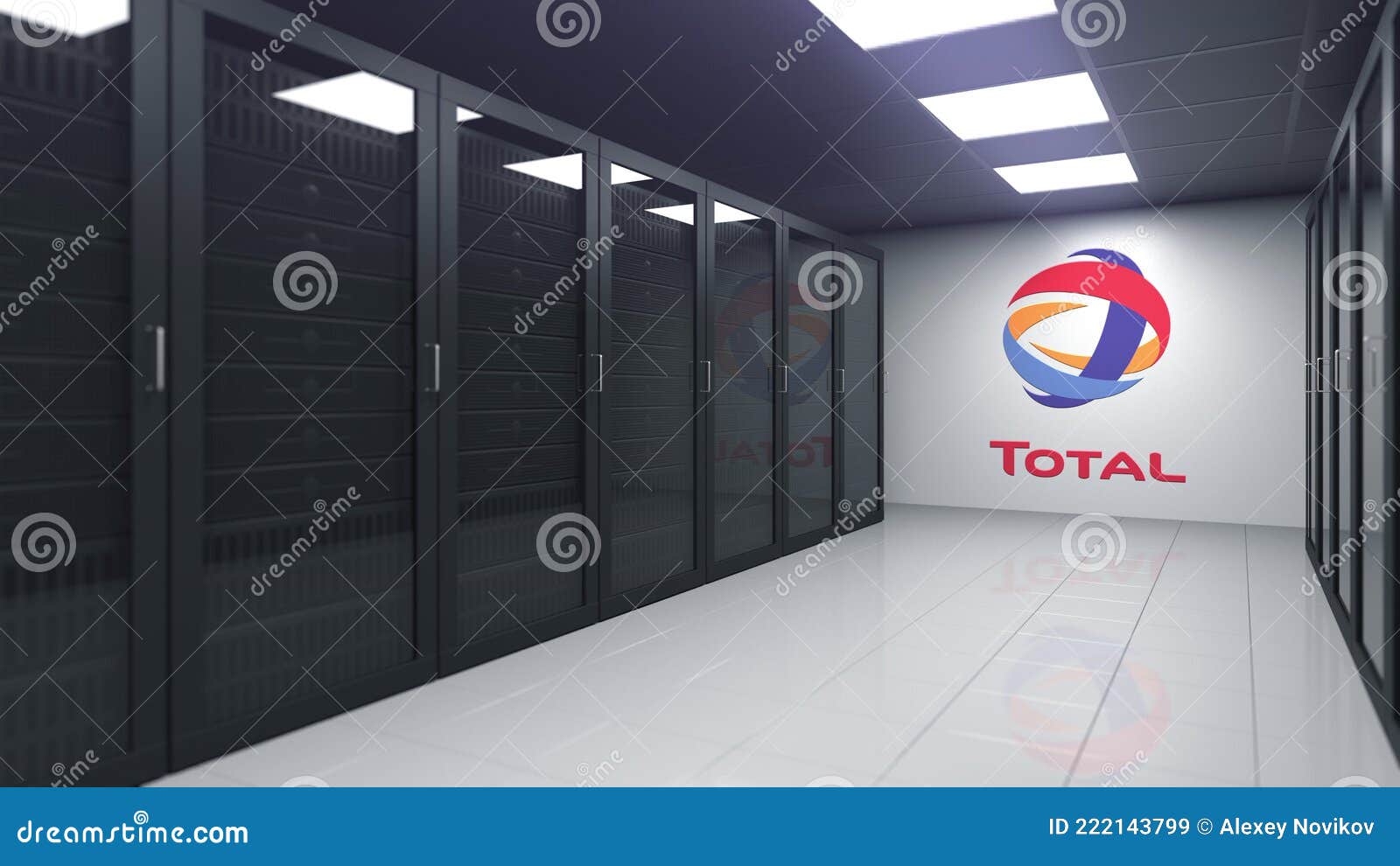 TOTAL Logo in the Modern Server Room, Editorial 3D Rendering Editorial ...