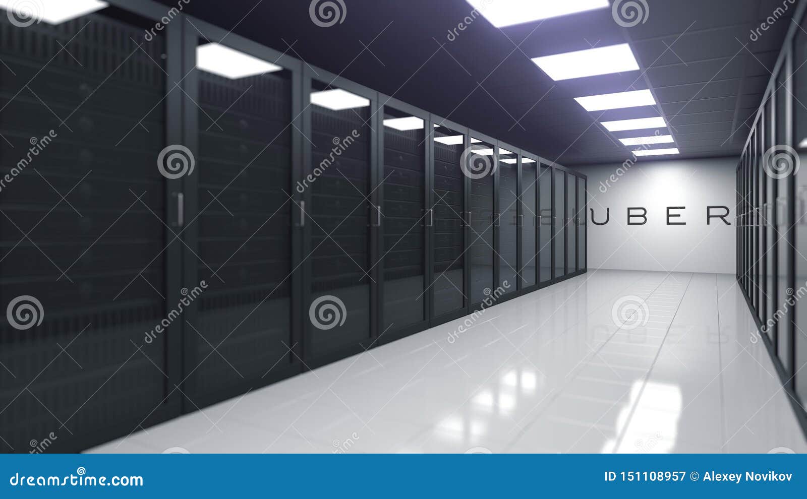 Logo of UBER on the Wall of a Server Room, Editorial 3D Rendering ...