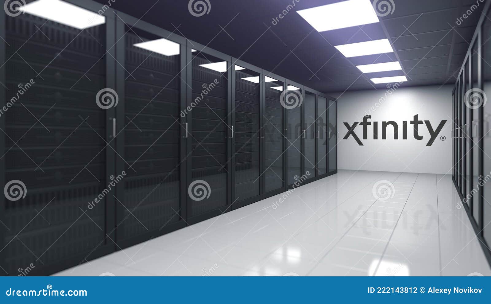 XFINITY Logo in the Server Room, Editorial 3D Rendering Editorial ...