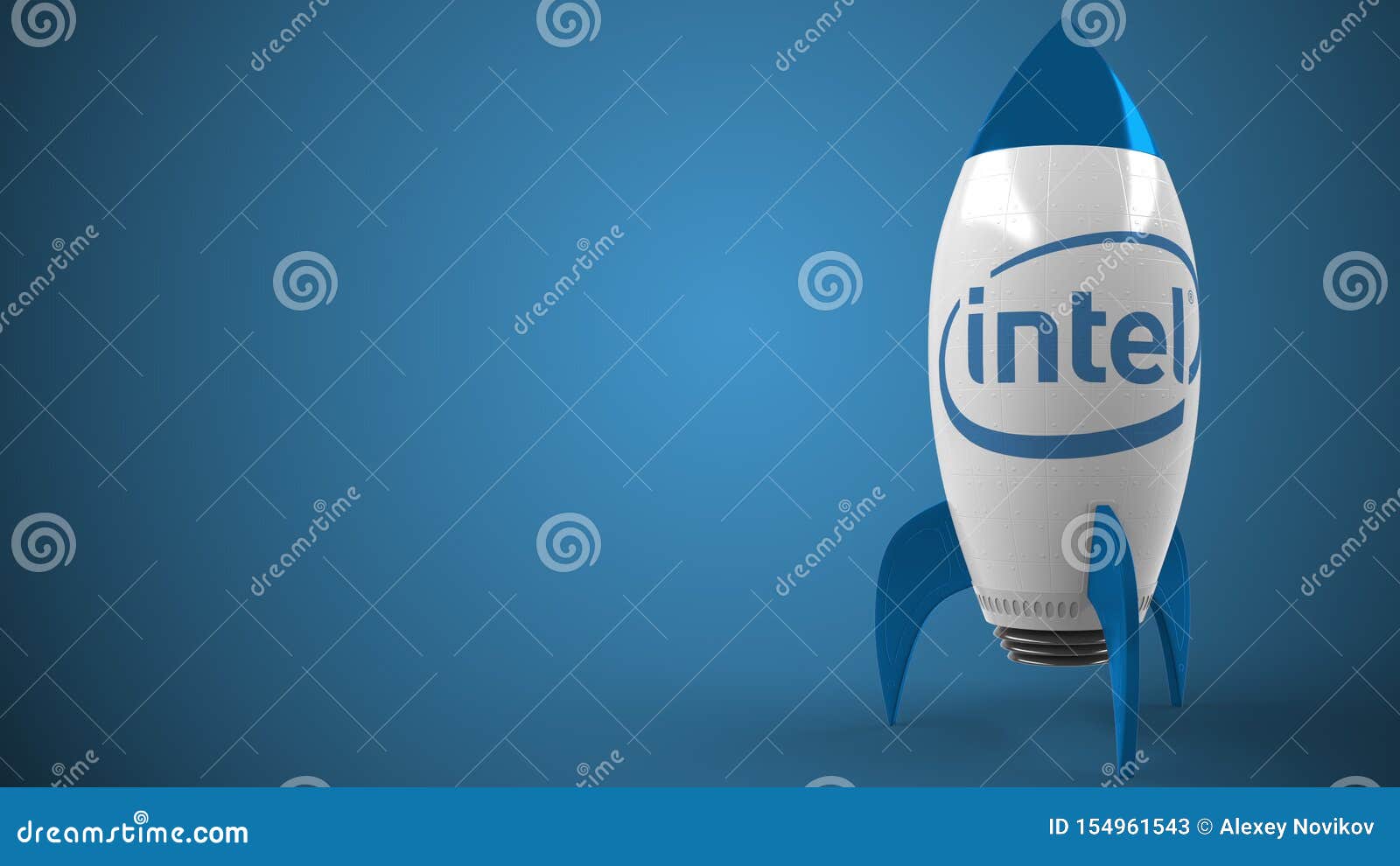 INTEL Logo on a Rocket Mockup. Editorial Conceptual Success Related 3D ...