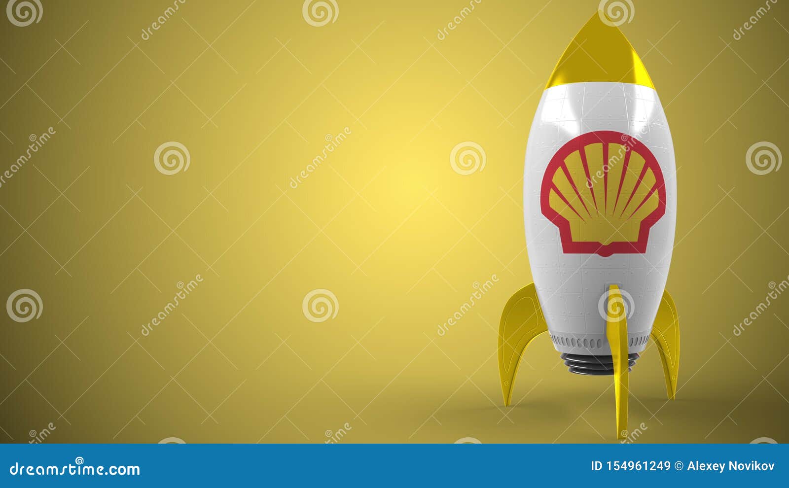 SHELL Logo on a Rocket Mockup. Editorial Conceptual Success Related 3D ...