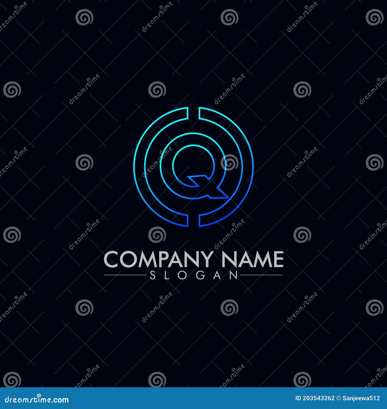 Company Logo Vector of the Letter Q Blue Color Stock Vector ...