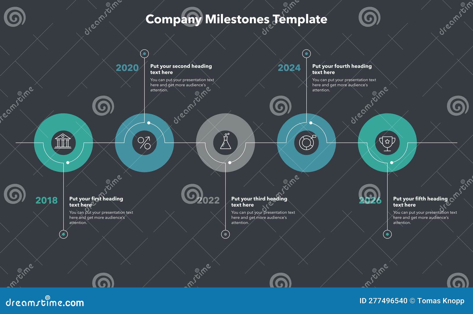Company Milestones with Five Colorful Stages - Dark Version Stock ...