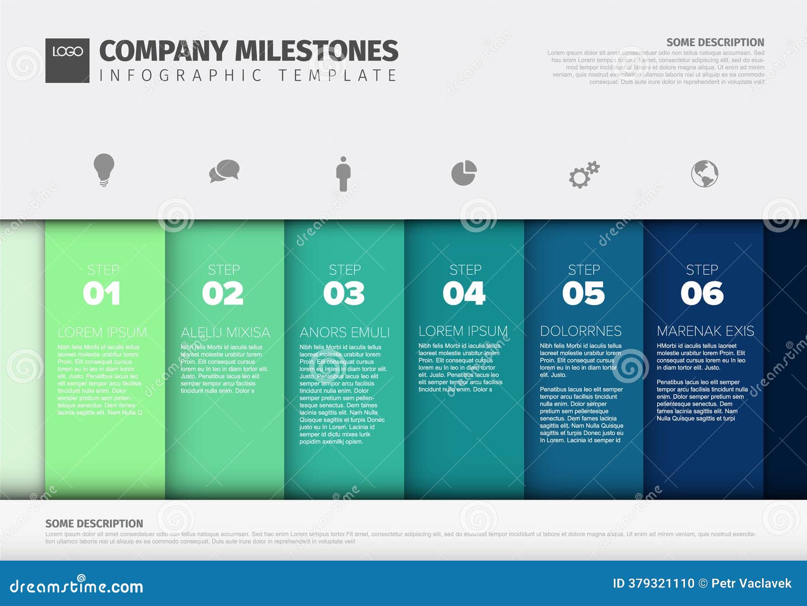 Company Milestones Vertical Infographic Template With 6 Steps Vector ...