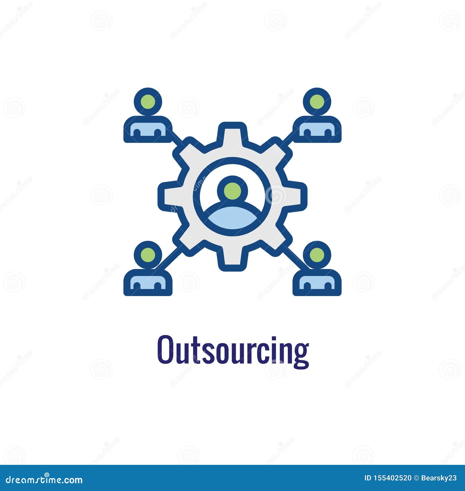 In-Company and Outsource Icon with Freelancing or Hiring Imagery Stock ...