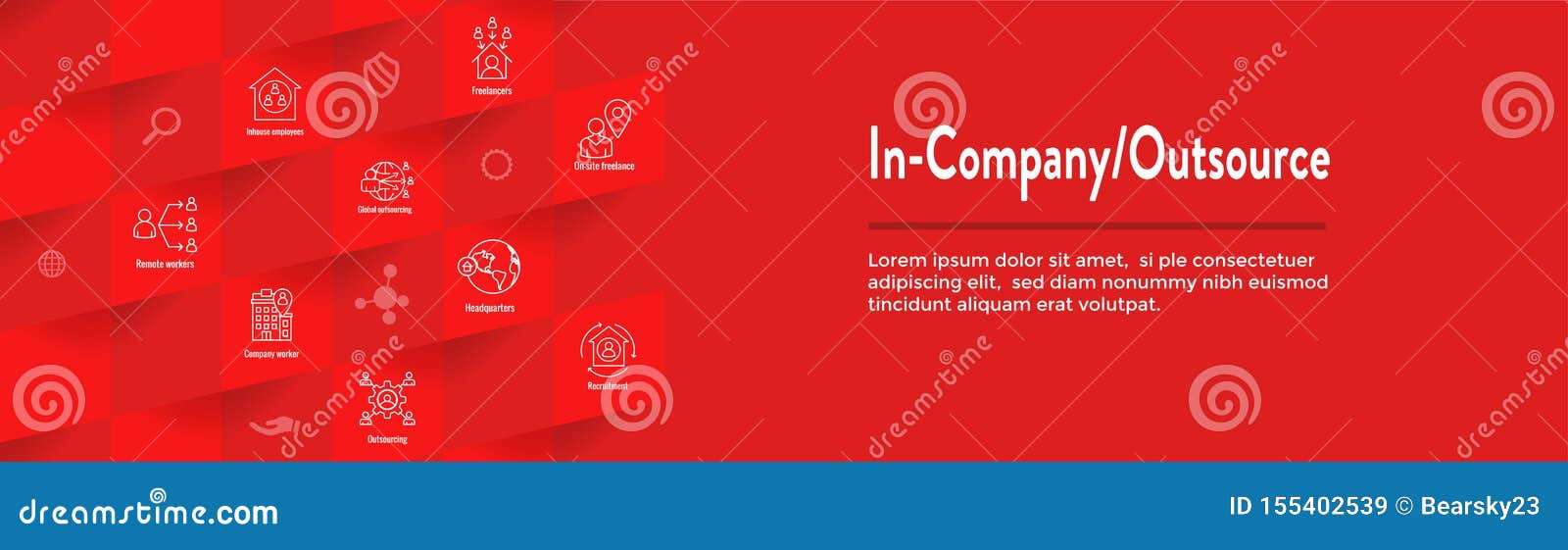 In-Company And Outsource Icon Set - Web Header Banner Vector ...