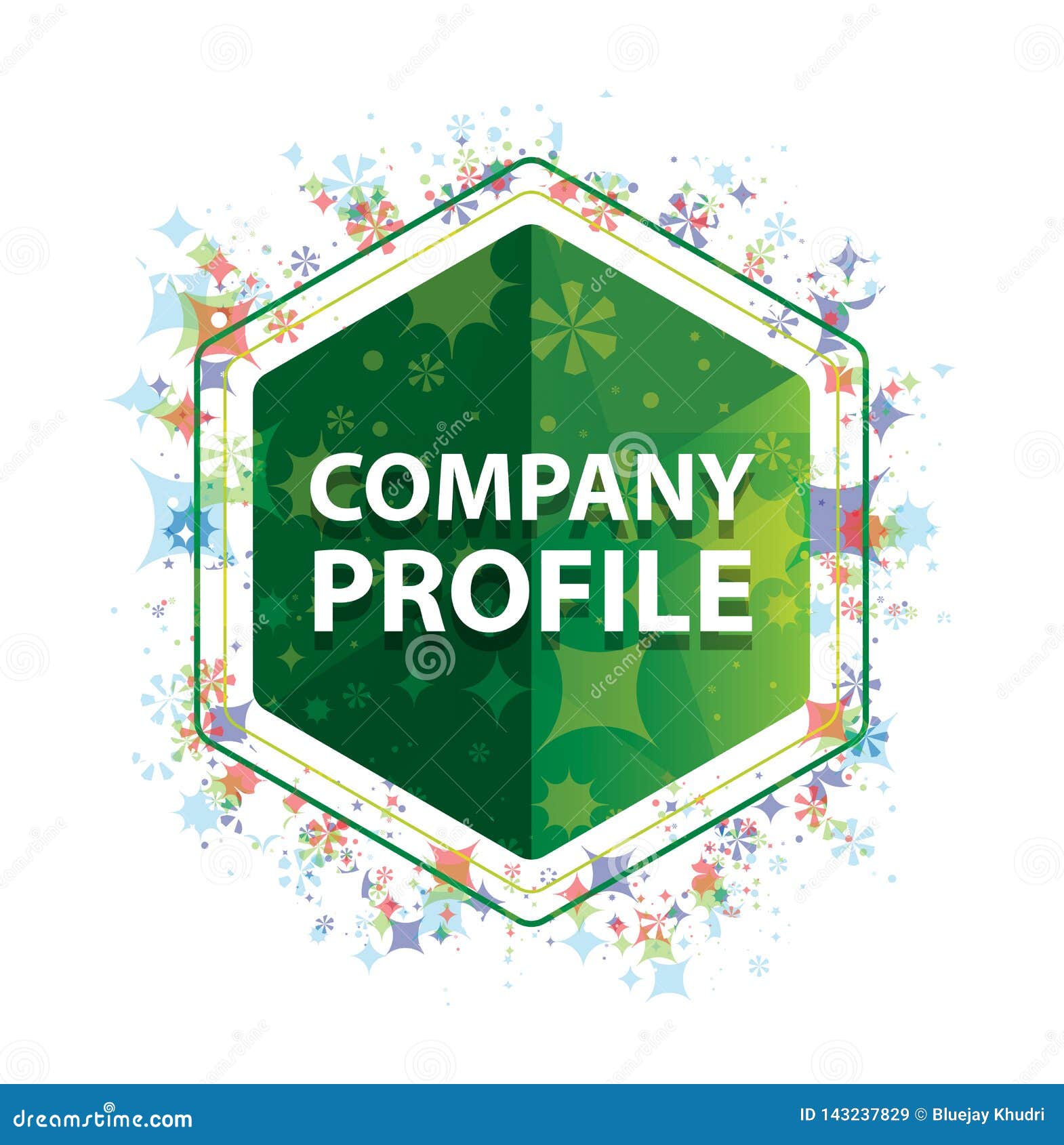 Company Profile Floral Plants Pattern Green Hexagon Button Stock ...