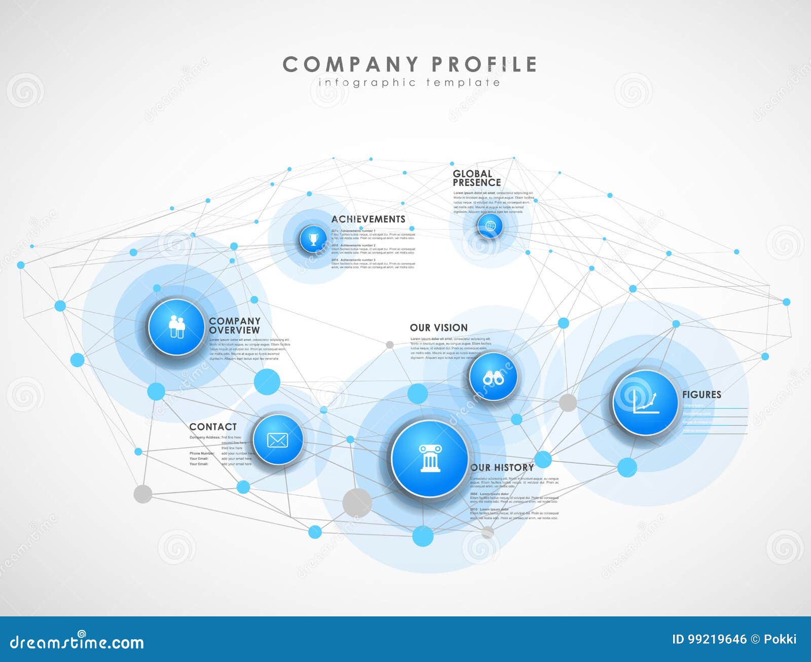 Company Profile Overview Template with Blue Circles Stock Vector ...