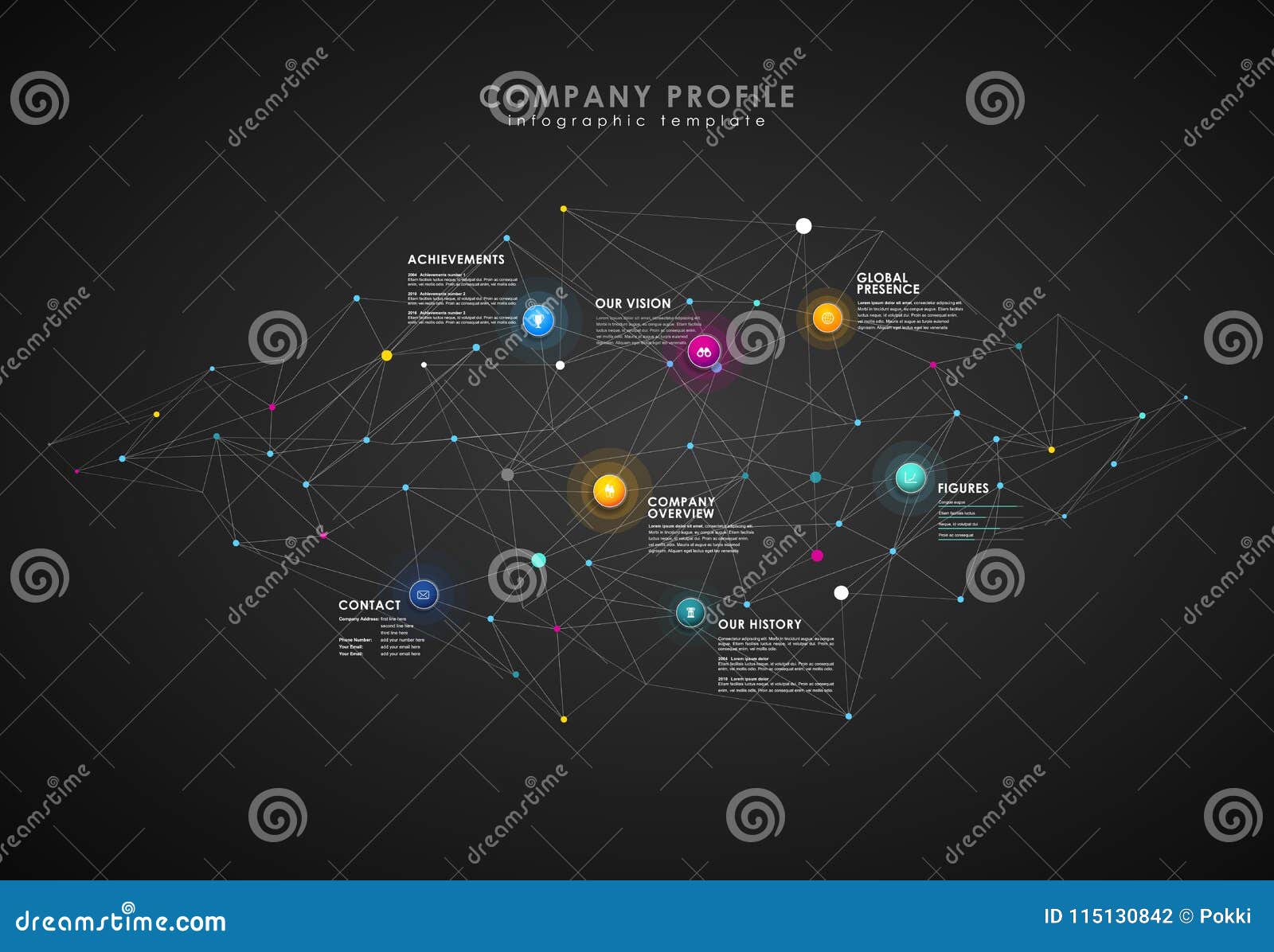 Company Profile Overview Template with Colorful Circles. Stock Vector ...