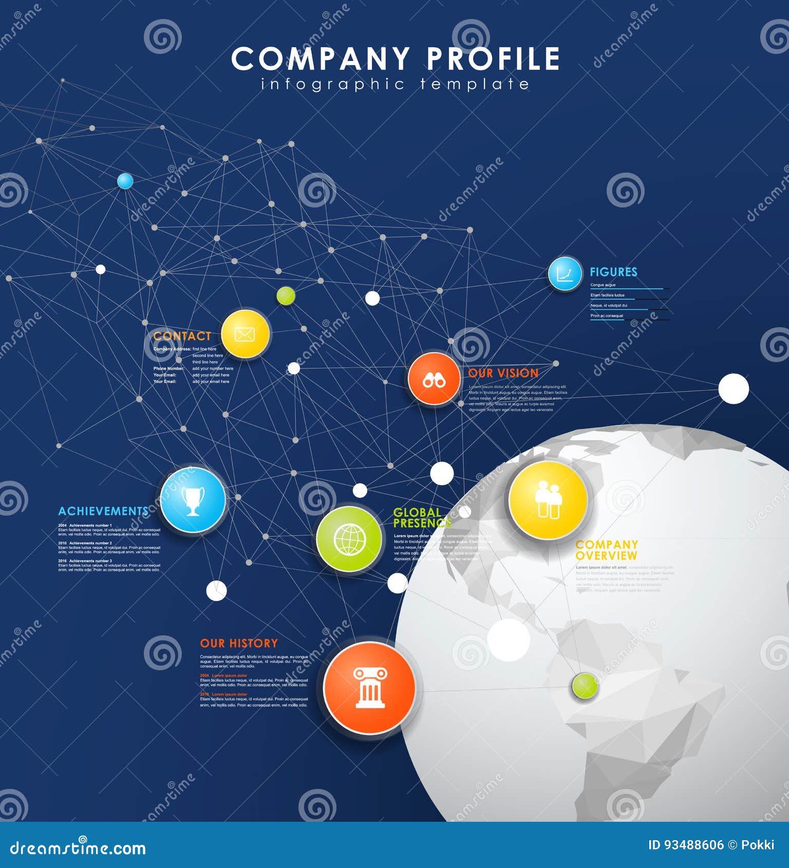 Company Profile Overview Template with Colorful Circles Stock Vector ...