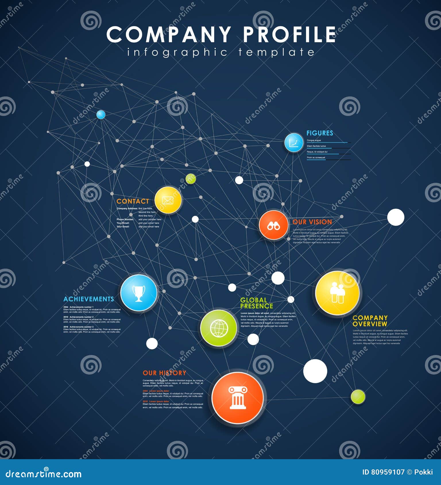 Company Profile Overview Template with Colorful Circles. Stock Vector ...