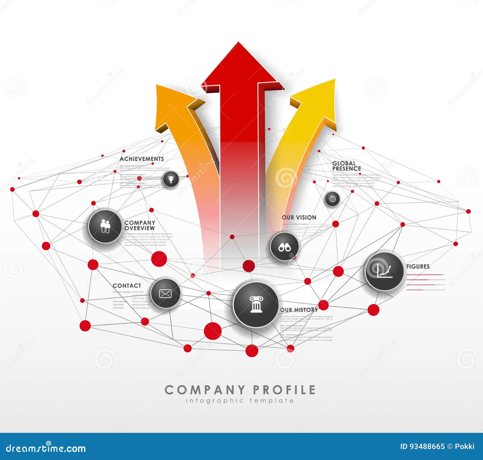 Company Profile Overview Template With Red Circles Cartoon Vector ...