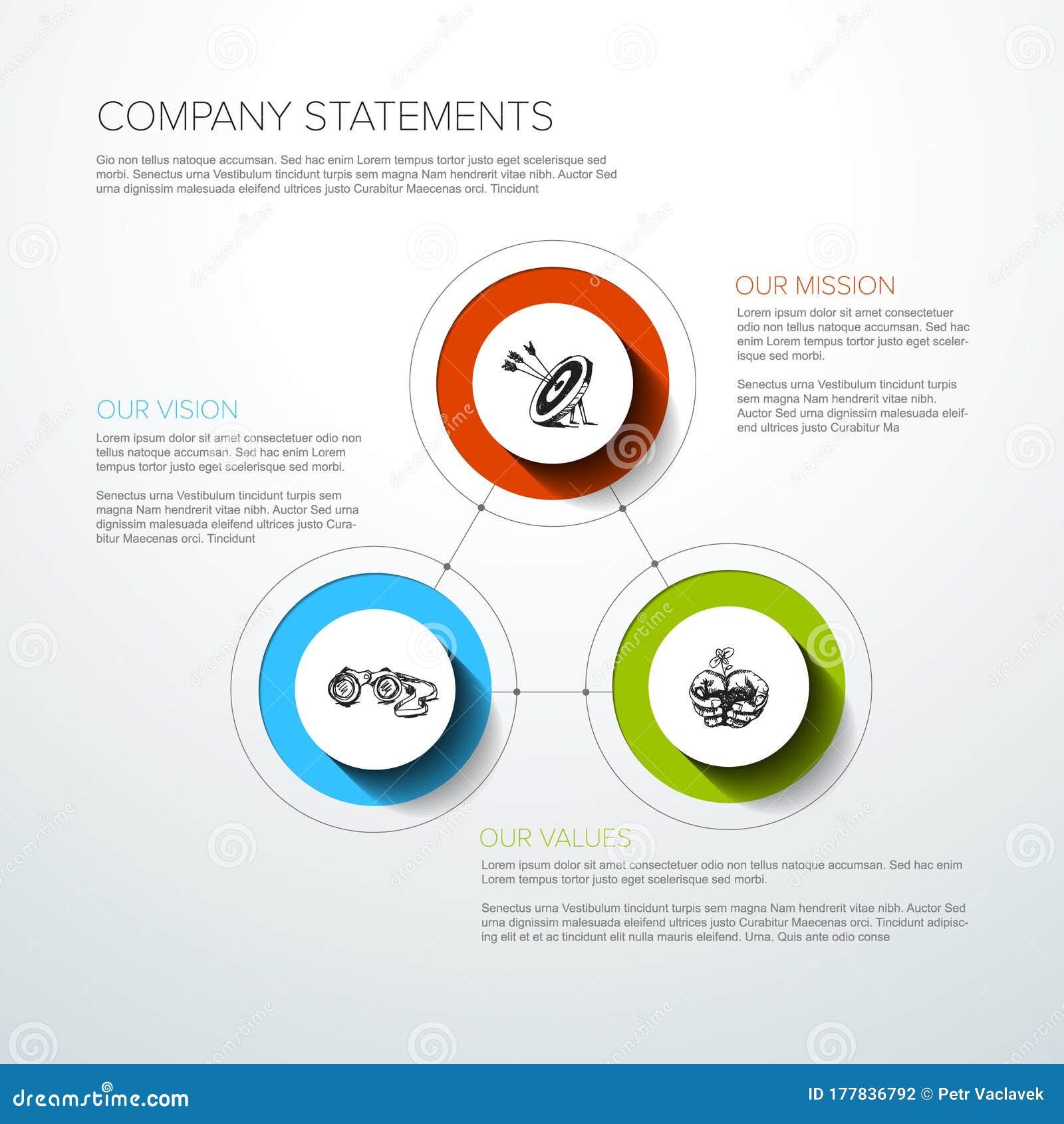 Company Profile Statement - Mission, Vision, Values Stock Vector ...