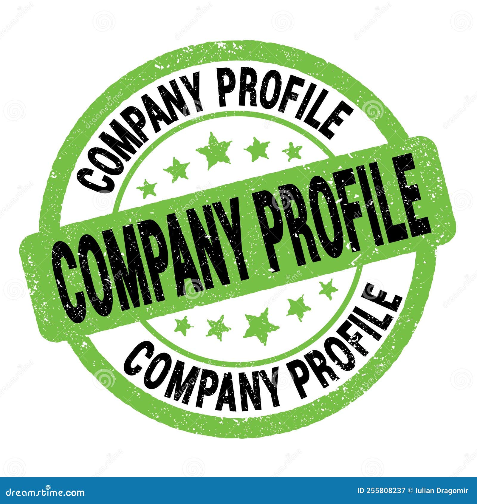 COMPANY PROFILE Text Written on Green-black Round Stamp Sign Stock ...