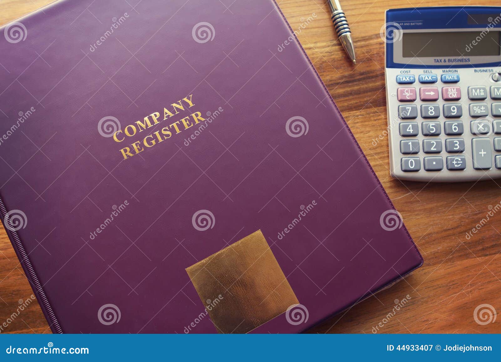 Company Register Documents with Pen and Calculator Stock Image - Image ...