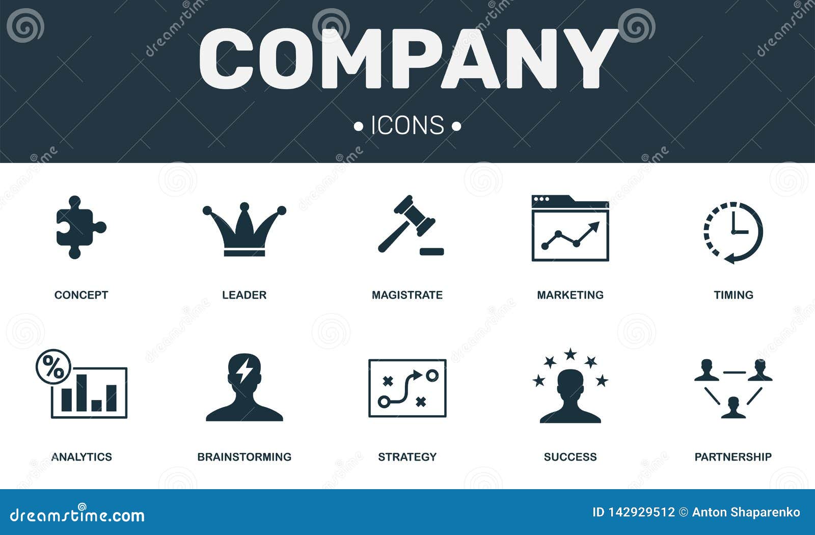 Company Set Icons Collection. Includes Simple Elements Such As Leader ...