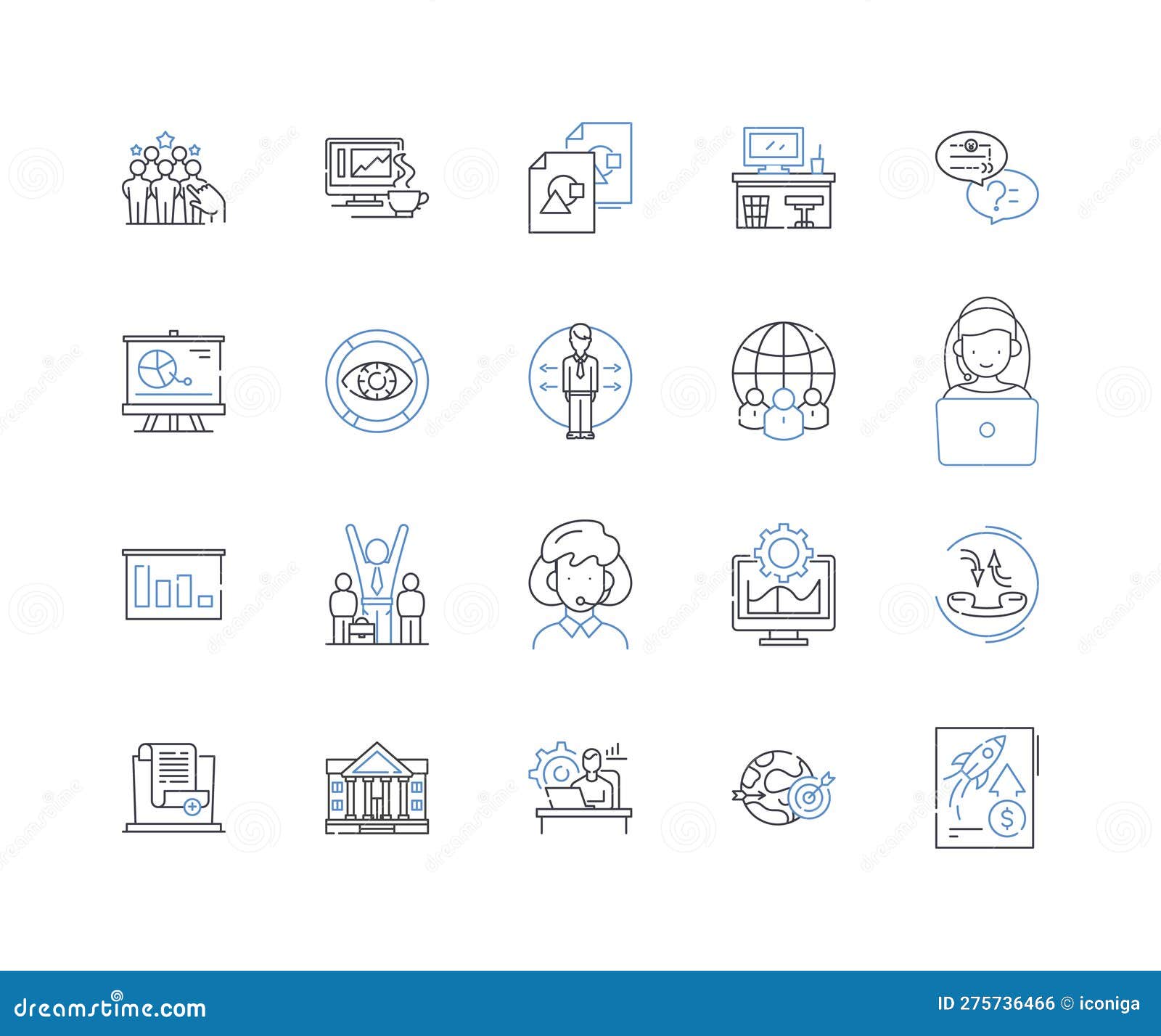 Company Staff Line Icons Collection. Collaborative, Dedicated ...