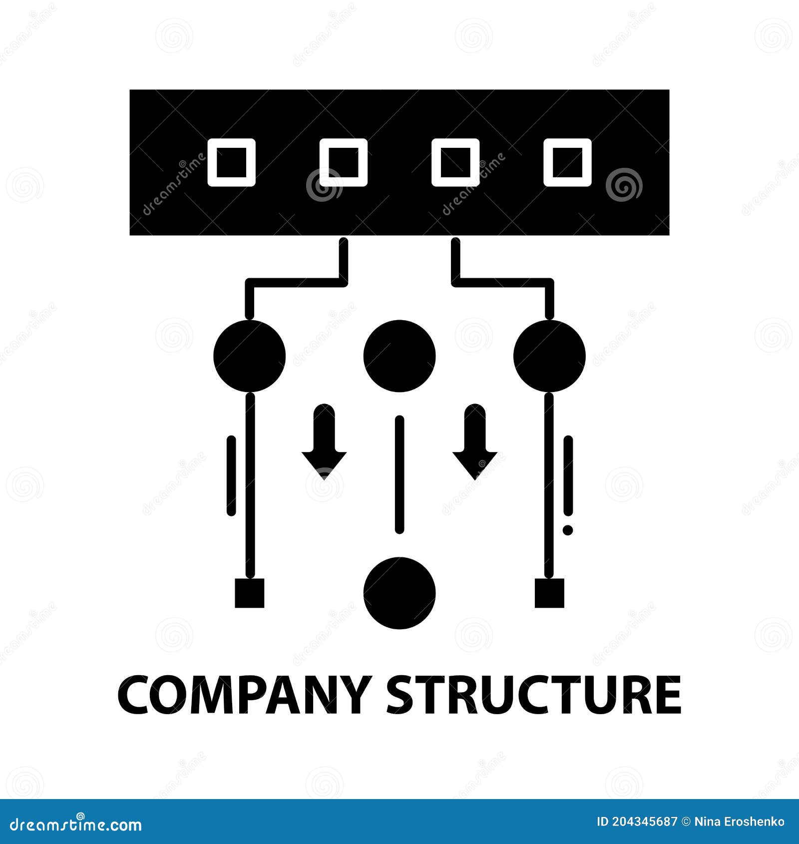 Company Structure Icon, Black Vector Sign with Editable Strokes ...