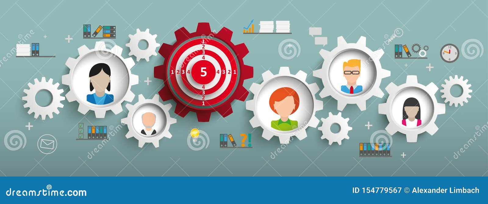 Company Team Concept Red Target Header Gears Stock Vector ...