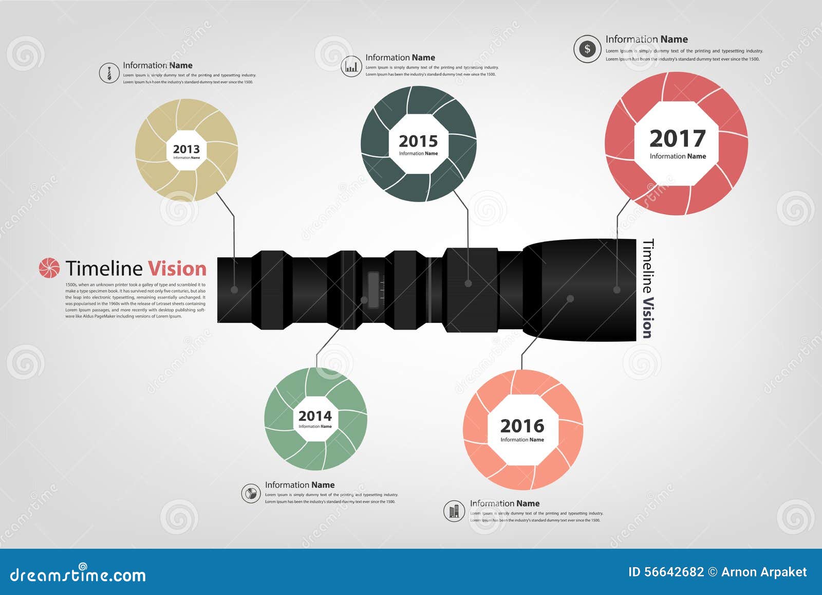 Company Timeline Vision Represented by Dslr Lens Stock Vector ...