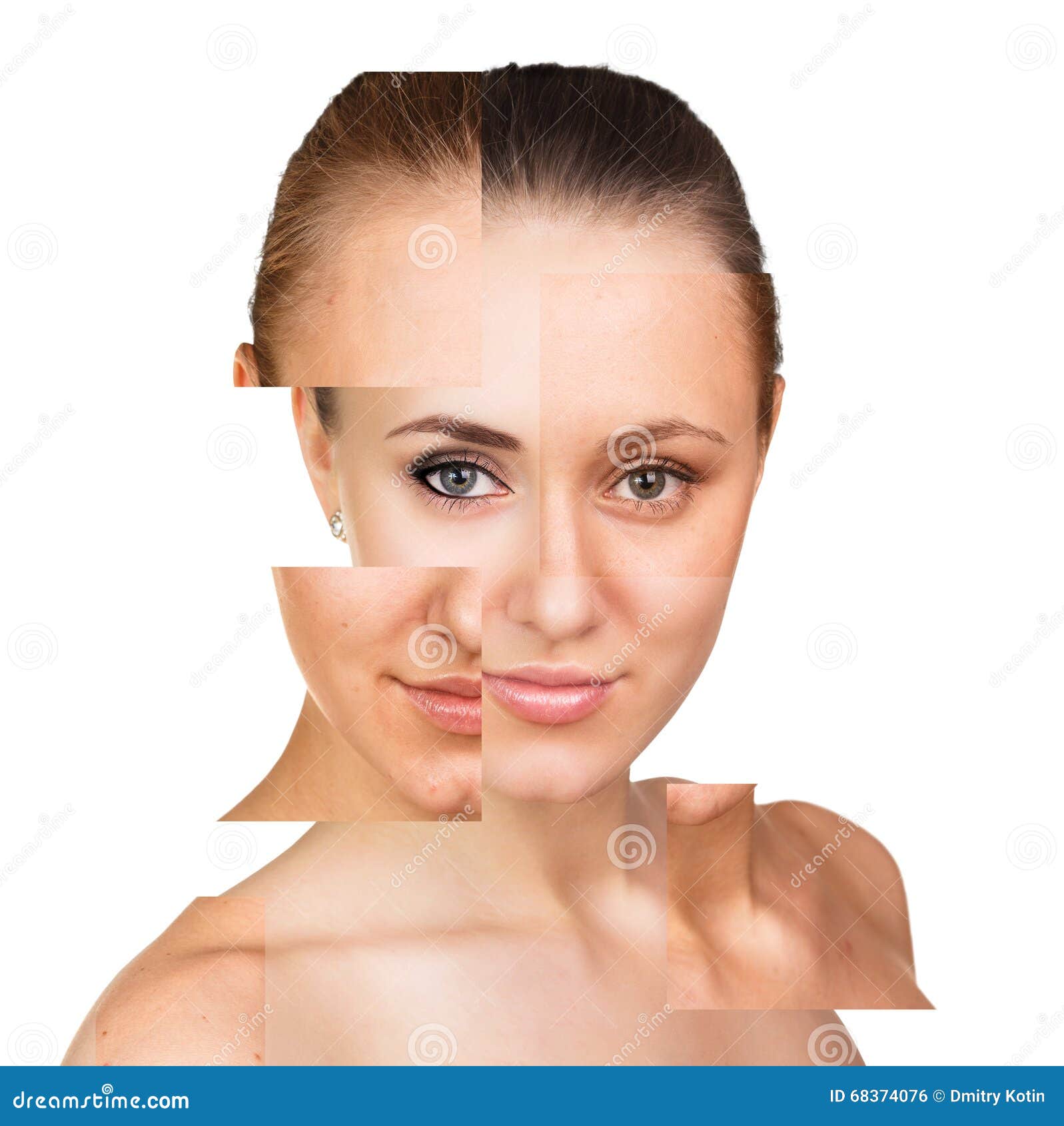 Comparative Portrait of Female Face Stock Photo - Image of editing ...