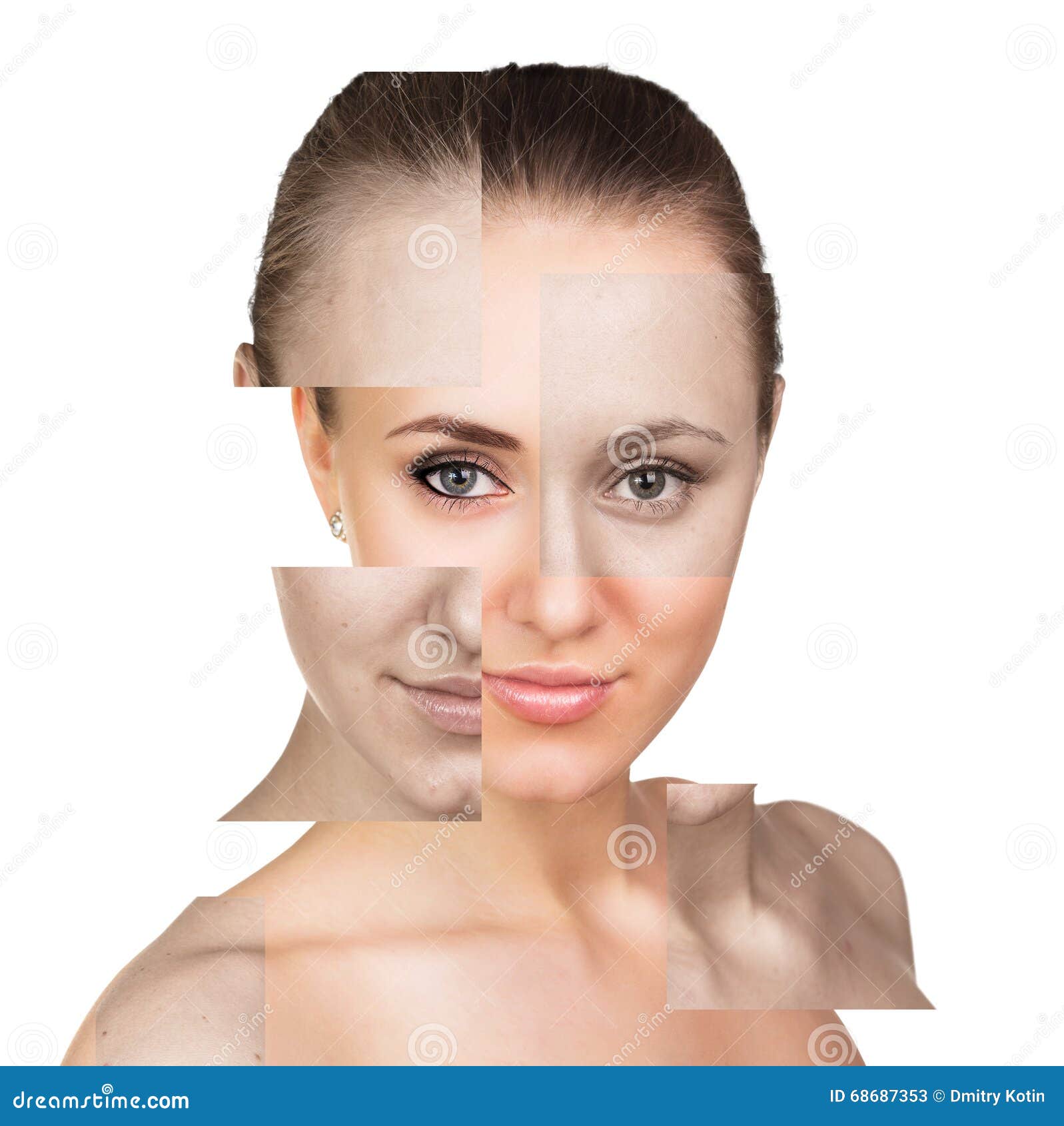 Comparative Portrait of Female Face Stock Image - Image of adult ...