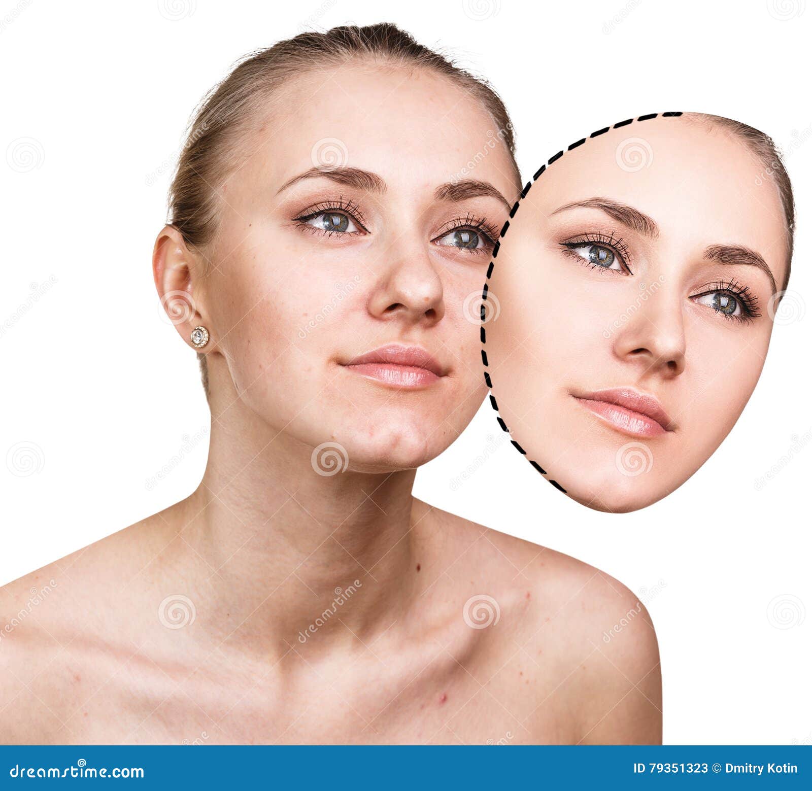 Comparative Portrait of Female Face Stock Image - Image of attractive ...