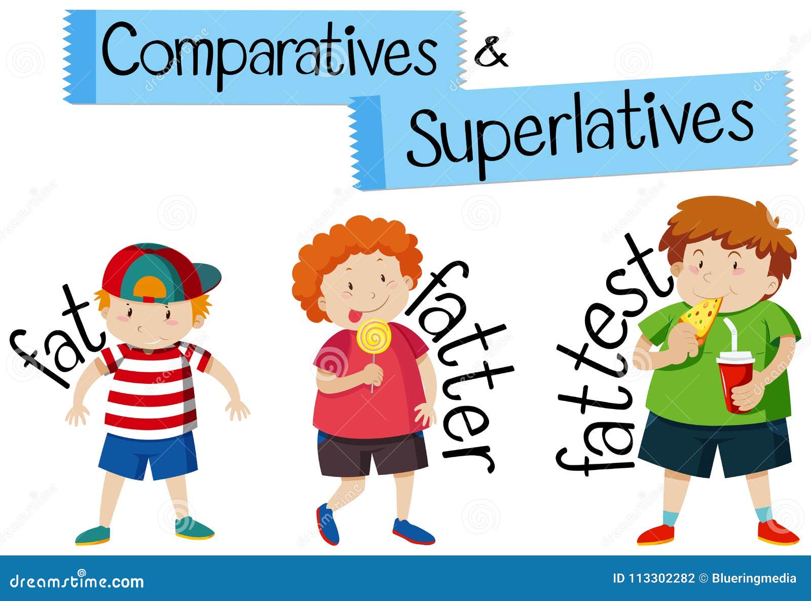 Comparatives and Superlatives for Word Fat Stock Vector - Illustration ...