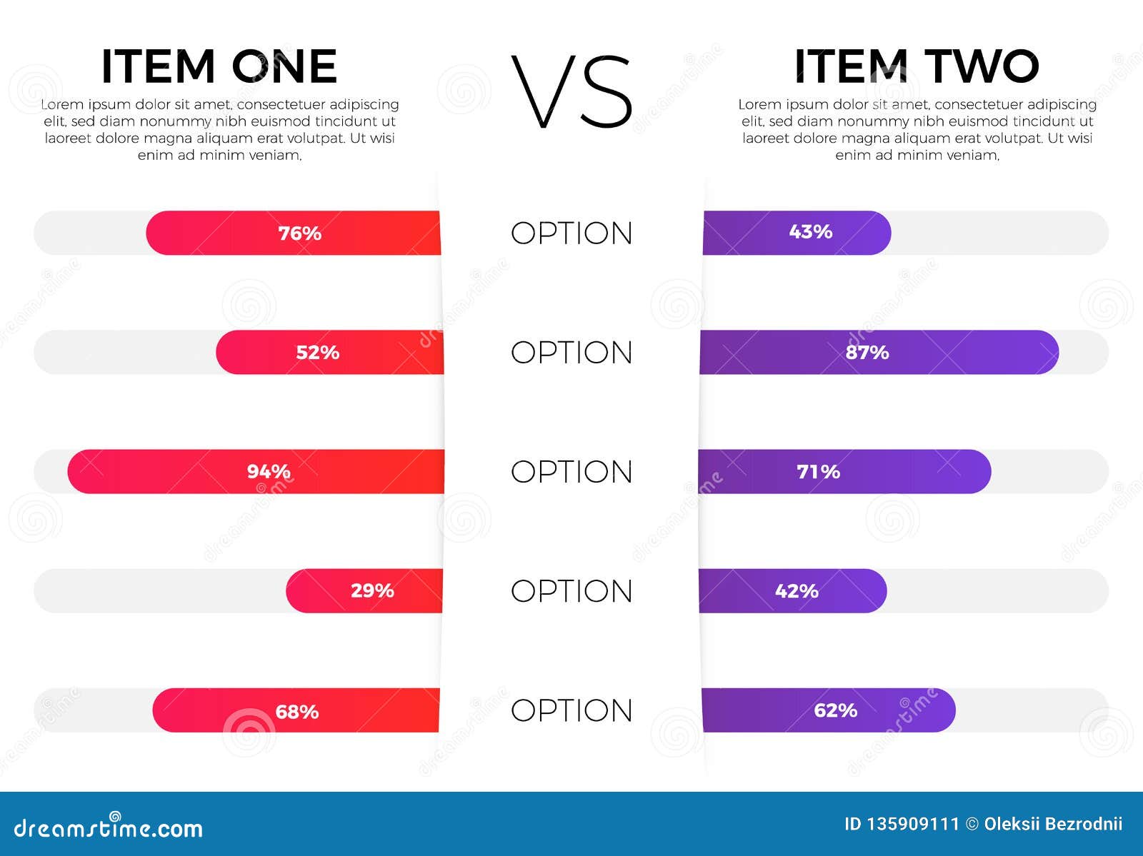 Compare infograph chart stock vector. Illustration of gradient - 135909111