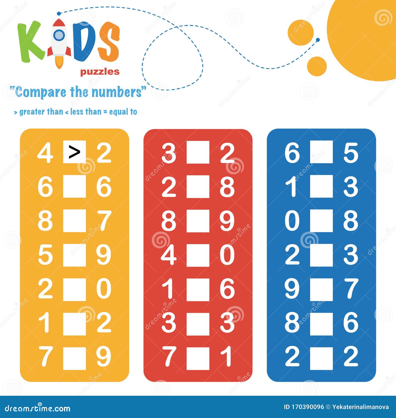Compare the Numbers Worksheet Practice. Stock Vector - Illustration of ...