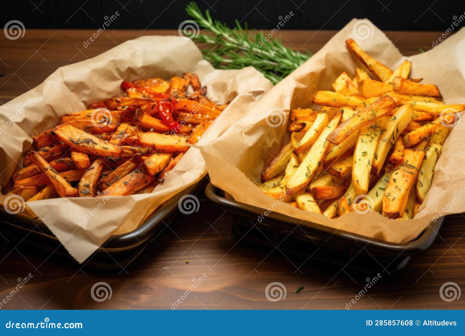 Comparing Homemade Fries To Store-bought Stock Photo - Image of ...