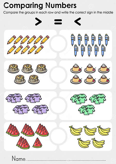 Comparing Numbers Worksheet for Education. - Compare the Groups in Each ...