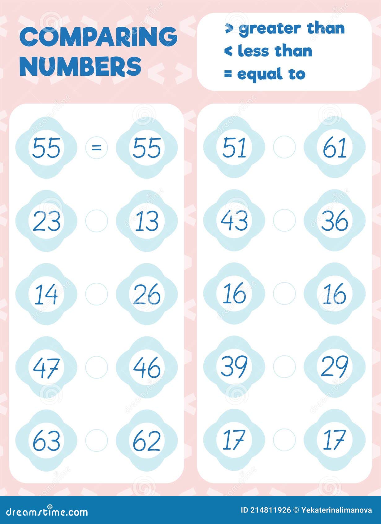 Comparing Numbers Worksheet Stock Vector - Illustration of exercise ...