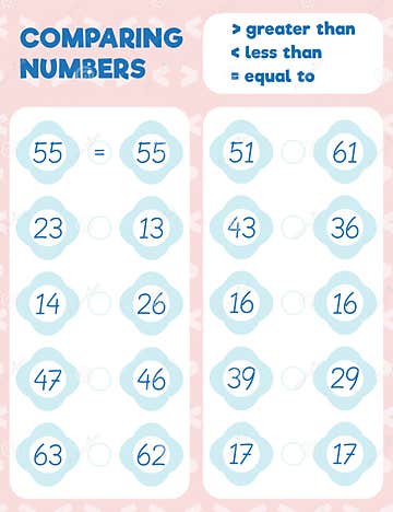 Comparing Numbers Worksheet Stock Vector - Illustration of exercise ...