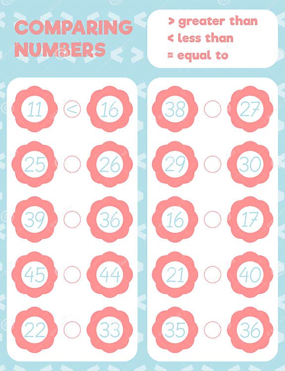 Comparing Numbers Worksheet Stock Vector - Illustration of challenge ...