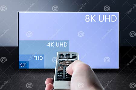 Comparing TV Resolutions on Television Screen. TV Ultra HD Resolution ...