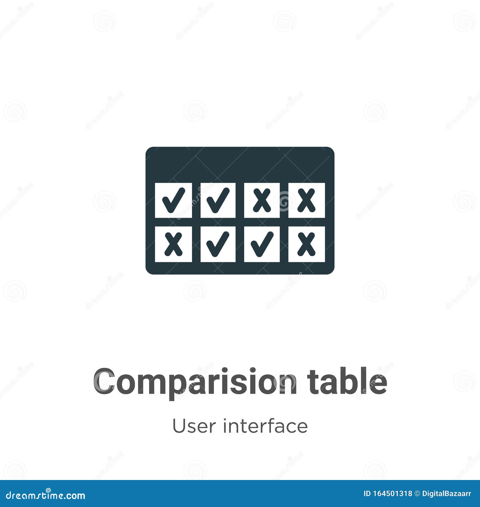 Comparision Table Vector Icon On White Background. Flat Vector ...