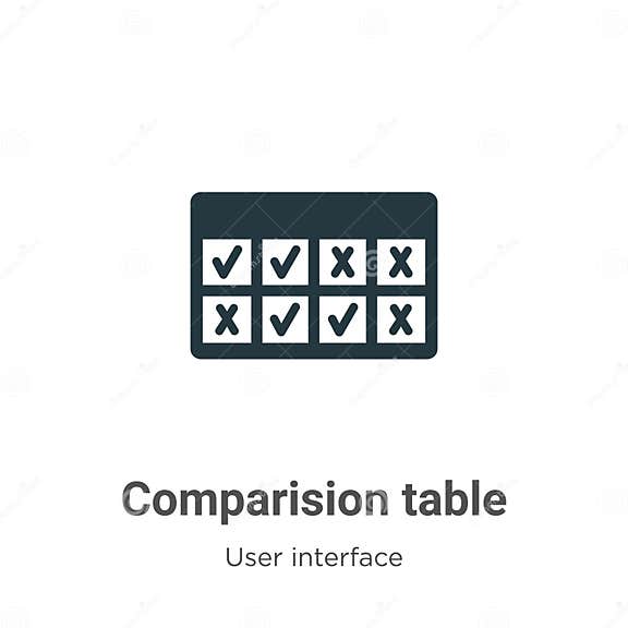 Comparision Table Vector Icon on White Background. Flat Vector ...