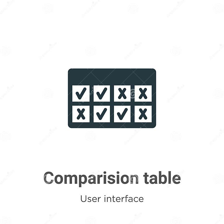 Comparision Table Vector Icon on White Background. Flat Vector ...