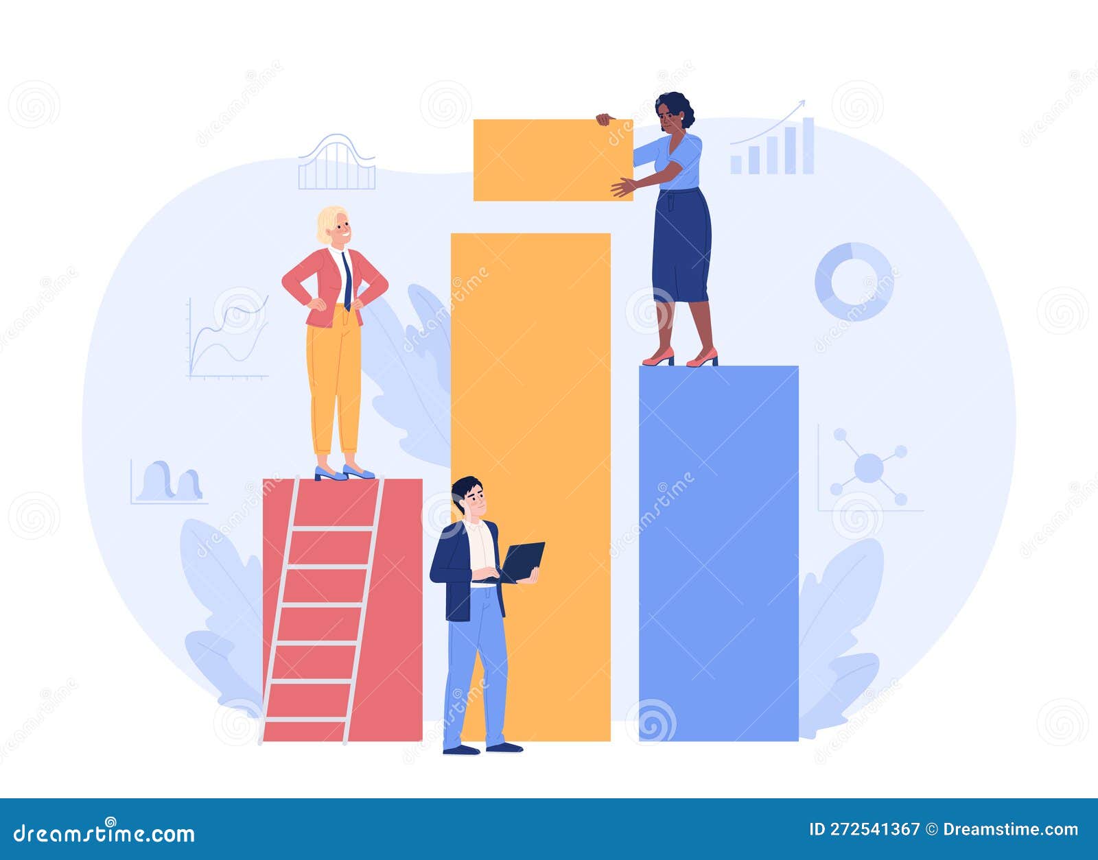 Comparison Bar Chart Creating Flat Concept Vector Spot Illustration ...
